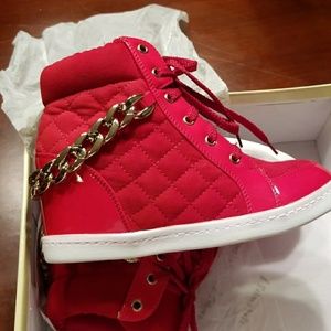 Shoes | Red Wedge Sneakers | Poshmark